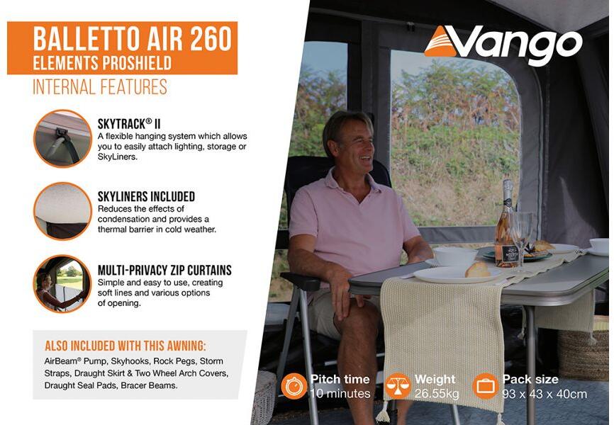 Vango Balletto Air Elements ProShield Busvorzelt, 260x190cm, grau bei Camping Wagner Campingzubehör