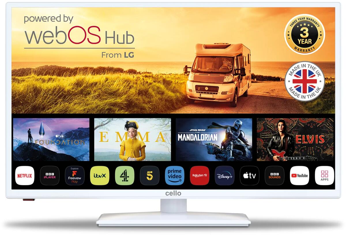 Cello 32″ Camping TV Smart WebOS 12V LED‑Fernseher mit Triple‑Tuner ...