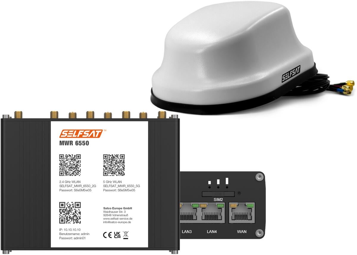 SELFSAT MWR 6550 5G Cat 20 WiFi 6 WLAN Router, bis 3,4 Gbps, inkl ...