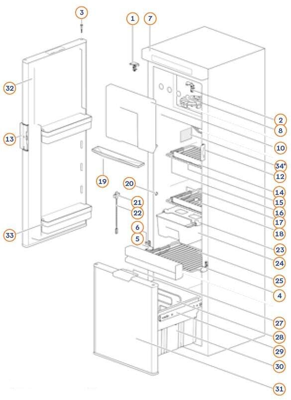 Kühlschrank Ersatztür unten, 464x412mm - Thetford Ersatzteil Nr ...