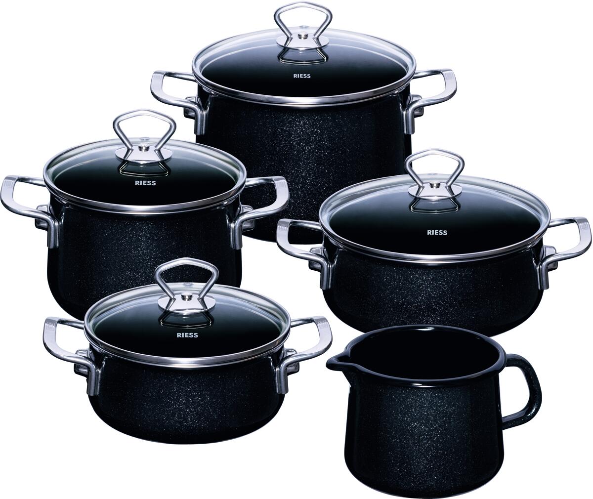 Riess Emaille Topfset, Familienset, 5-teilig, schwarz bei Camping ...