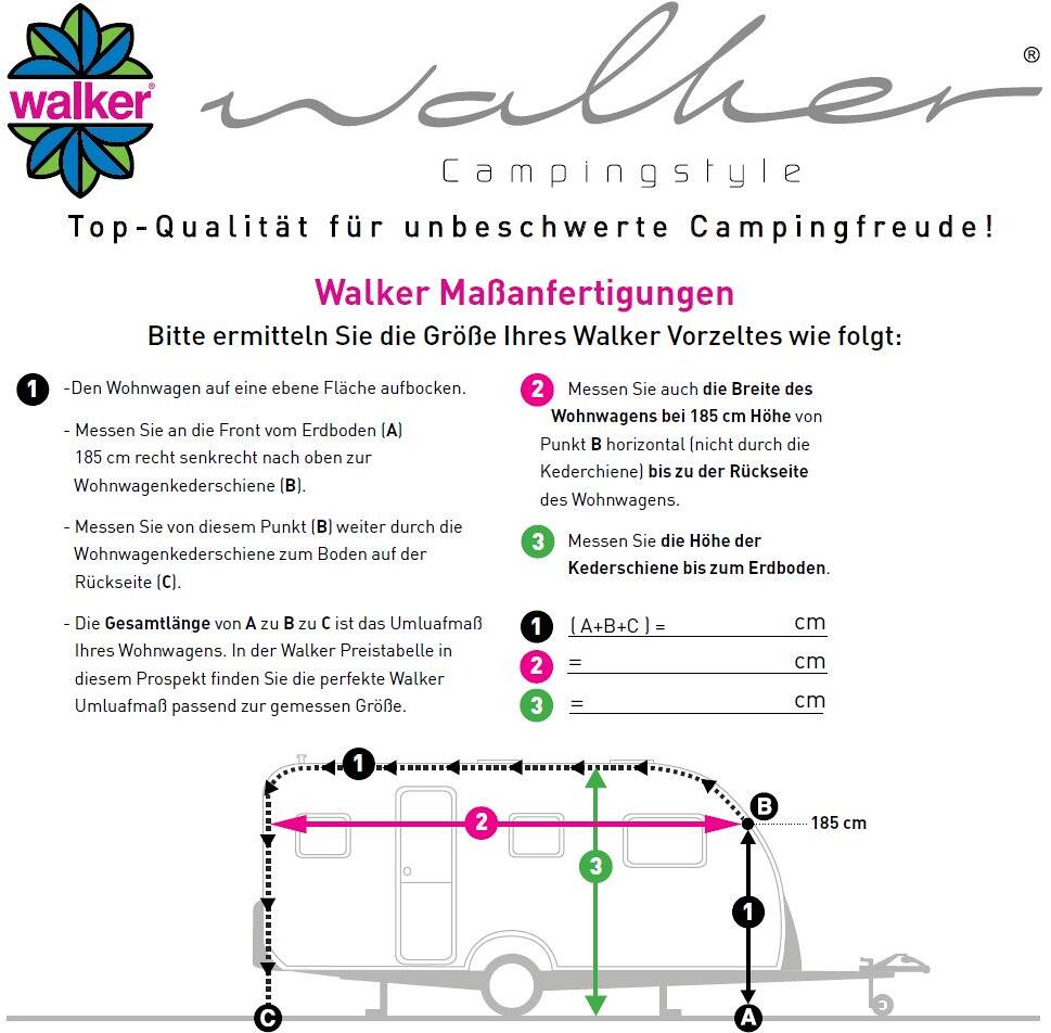 Walker Dynamic 250 Vorzelt, 900-930 cm (Gr. 915), mit Stahl-Gestänge ...