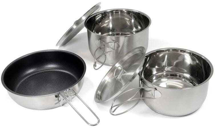 Origin Outdoors Non-Stick Edelstahlkochset, 3-teilig bei Camping Wagner ...