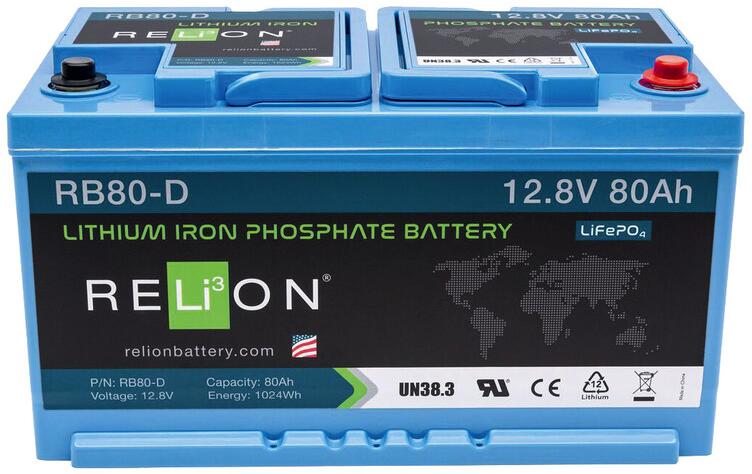 Relion RB80-DIN Lithium-Batterie, 80Ah bei Camping Wagner Campingzubehör